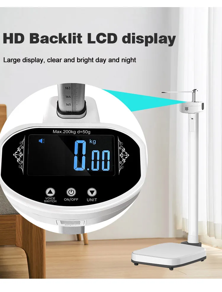 Ultrasonic Weighing Scale Digital Weight And Height Scale For Human ...