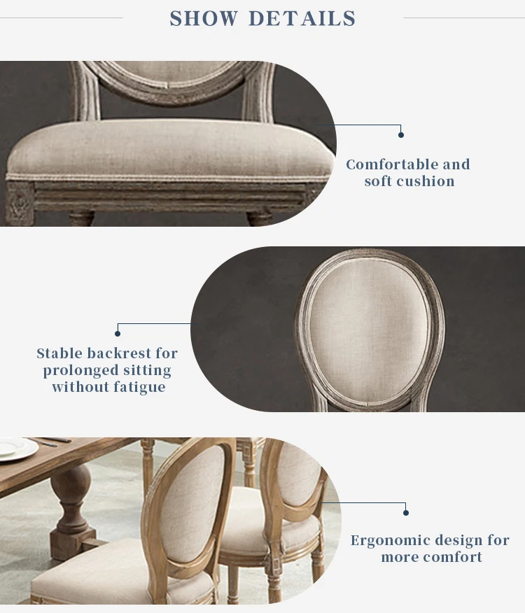 Modern Antique Classic French Louis Dining Chair Round Back Wooden Home ...