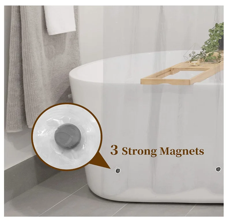 Clear PEVA Shower Curtain Liner with 3 Magnets and Rustproof Grommets ...