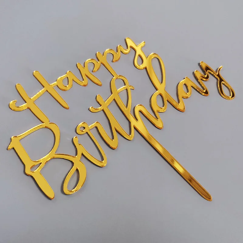 Gold Mirror Acrylic Cake Topper Happy Birthday Acrylic Topper Sign for ...