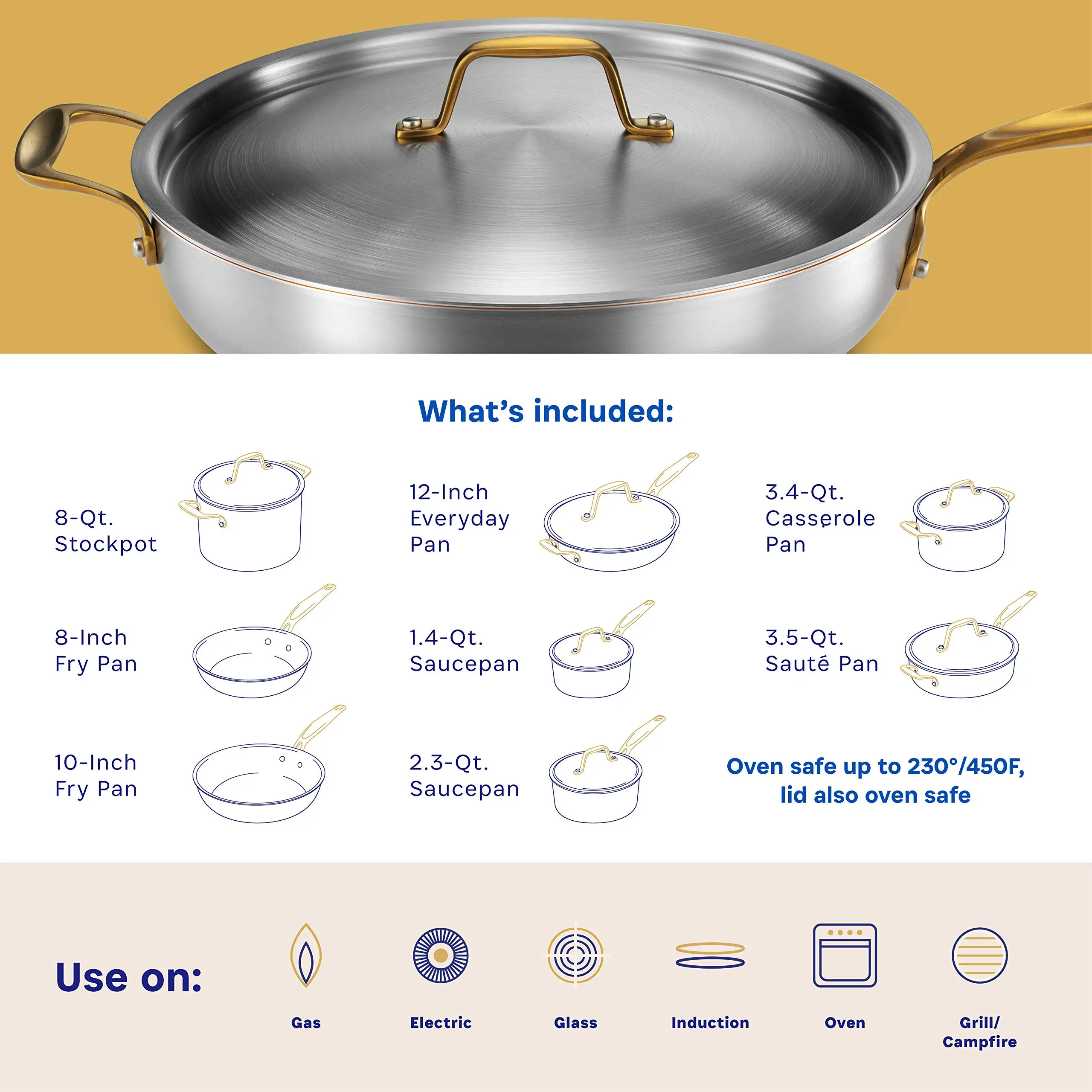 Best Sale Cooks Standard Professional Stainless Steel 12pc Big Cooking ...