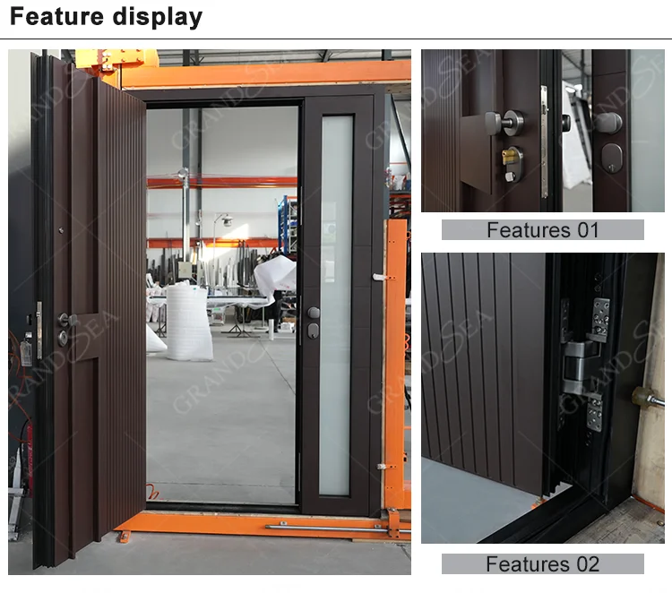 New Trend Residential Large Size Wood Aluminium Exterior Entry Solid ...