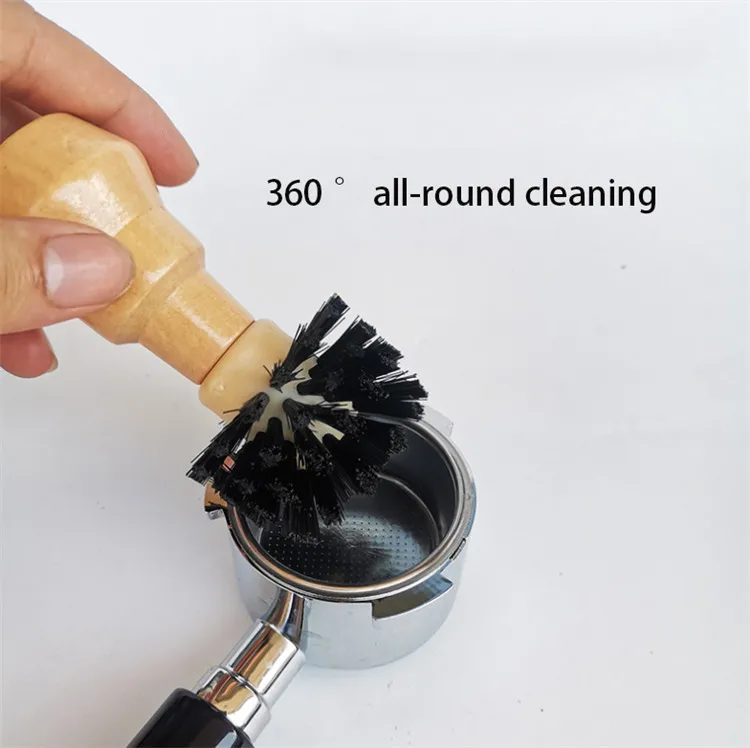 Wooden Handle Coffee Powder Bowl Cleaner Coffee Portafilter Cleaner ...
