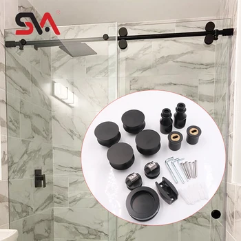 Safty Heavy Duty Glass Sliding Door System Sva-0009b Round Pipe Shower Frameless Sliding Doors ...