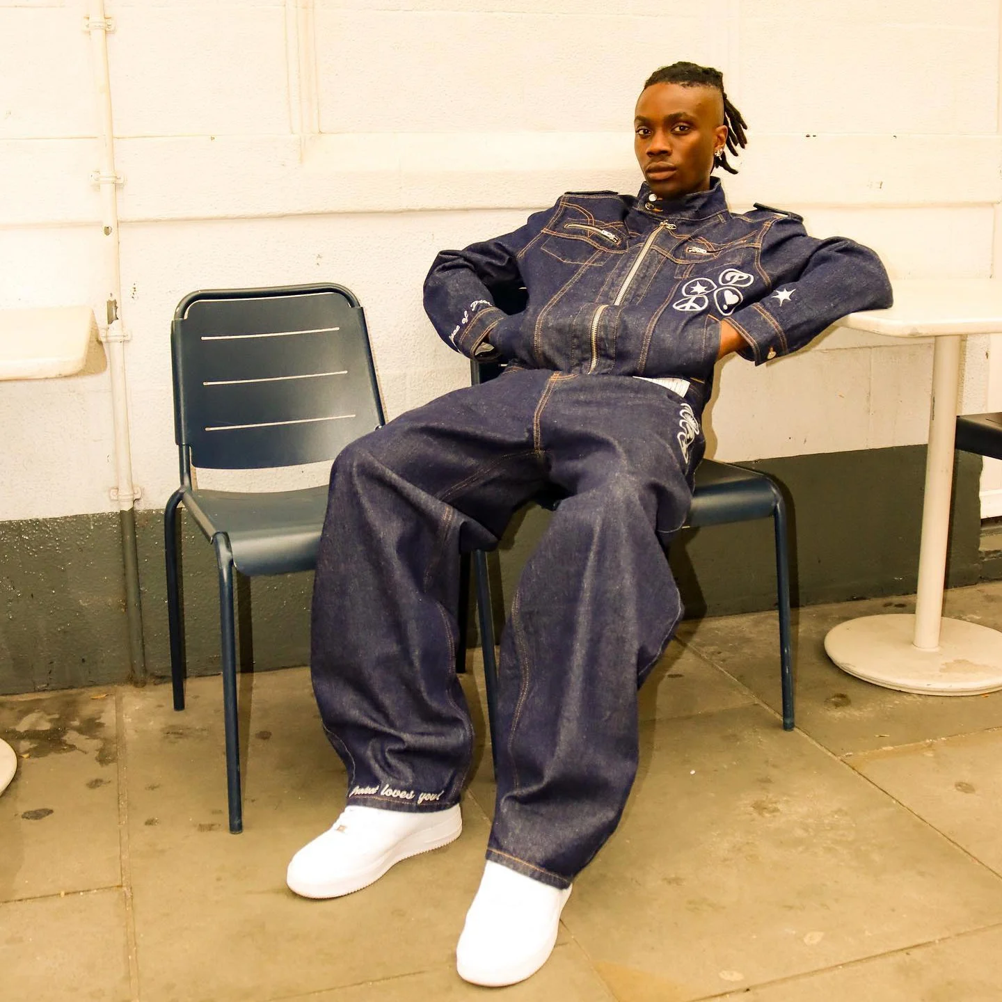 Ensemble Jeans Homme Washed Printing Denim Jacket Set