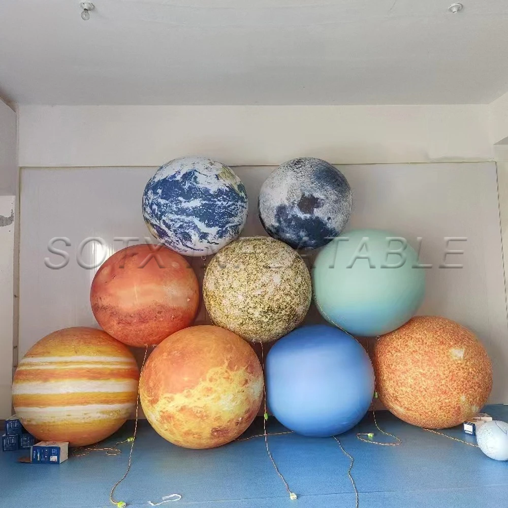 50cm-600cm Giant Inflatable Planet Balloons With Led Light Pvc Sealed ...