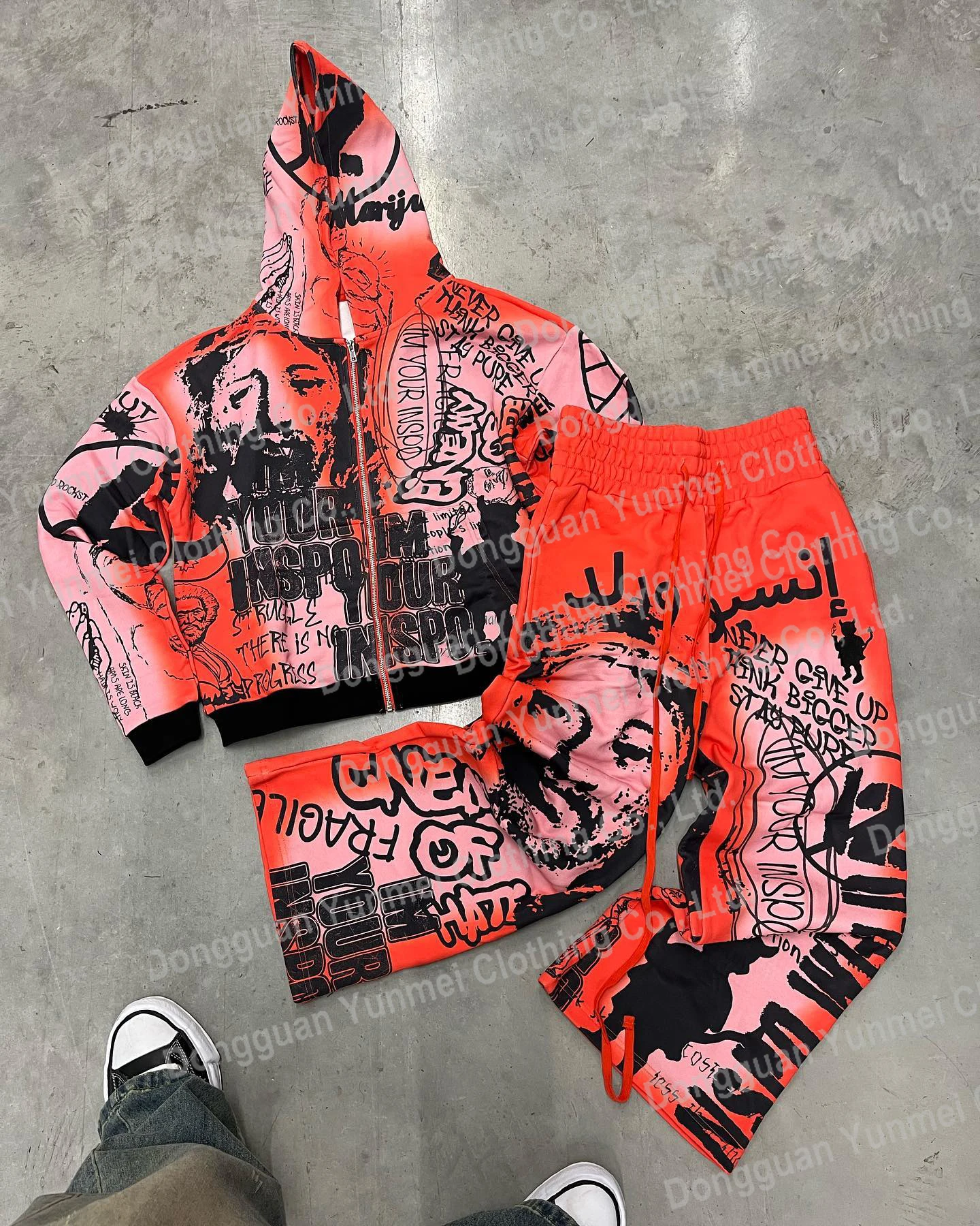 Plus Size Vintage Hoodie And Sweatpants Set Sweatsuit Custom Unisex ...