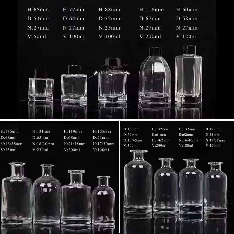 Custom Labels 250ml Clear Glass Fragrance Diffuser Bottle