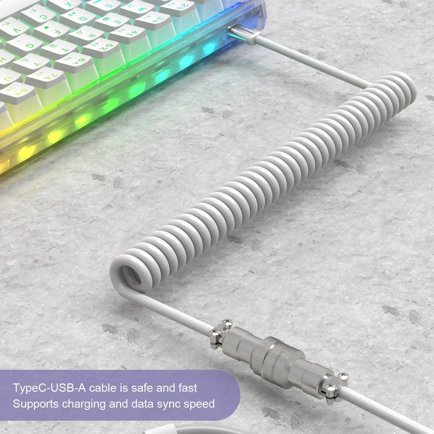 HZGAMER Type-C Coiled Keyboard Cable - Customizable & Durable