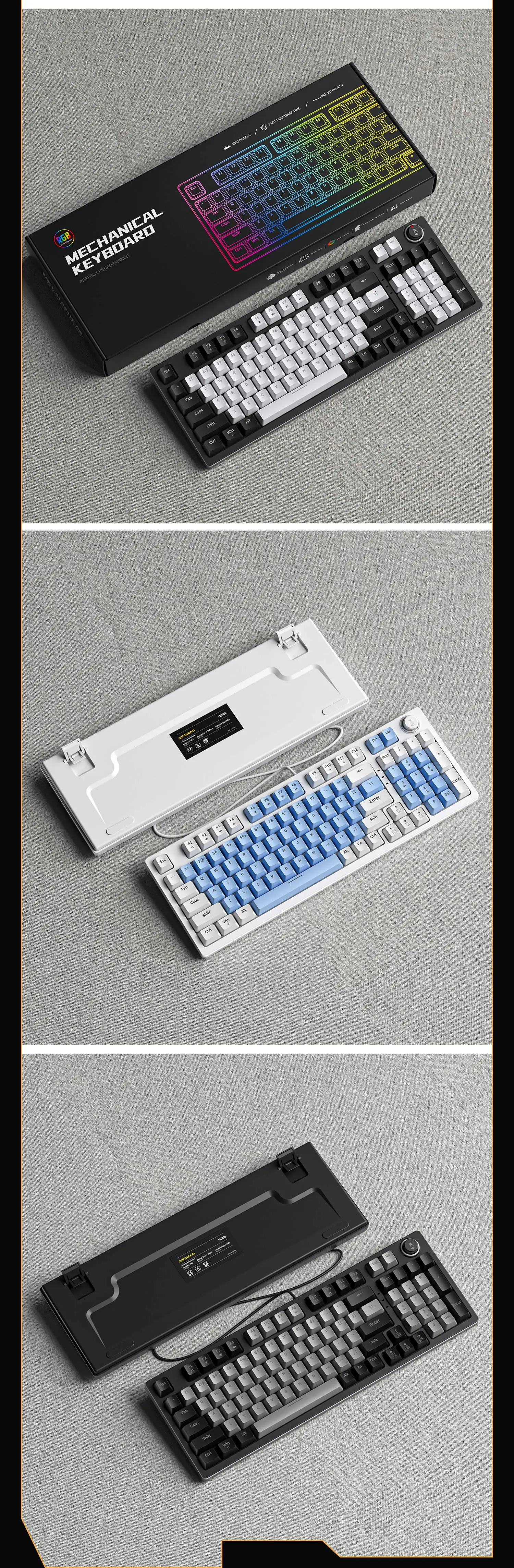 85% Keyboard 98 Keys Hot Swappable Blue Red Switch Custom Keycap ...