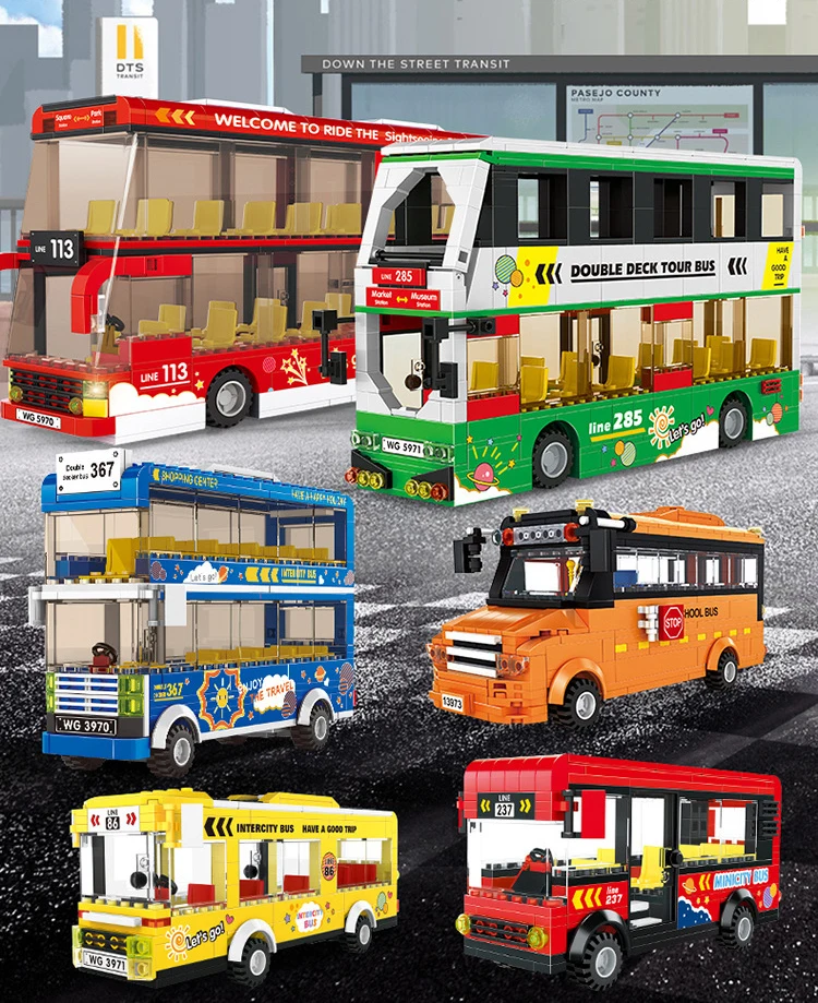 367pcs Sightseeing Bus Blocks Bus Bricks Series Toys Building Blocks ...