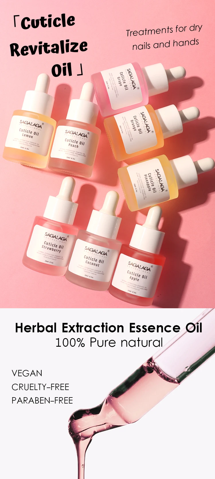 Custom Nail Cuticle Revitalizer Oil With Dropper Bottle Vitamin E and B ...