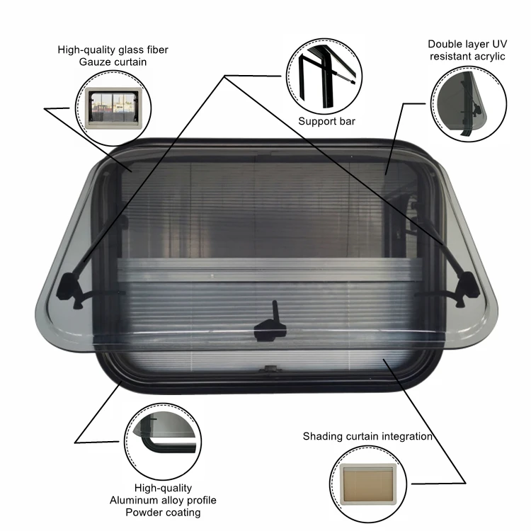 2026 TONGFA Double-Layer Aluminum+Acrylic Push Out Window with Sunshade ...