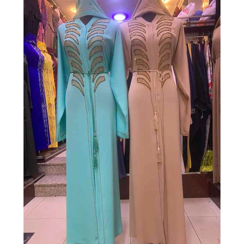 Dubai Abaya Custom Colour Muslim Traditional Abaya Hand Work Rhinestone ...