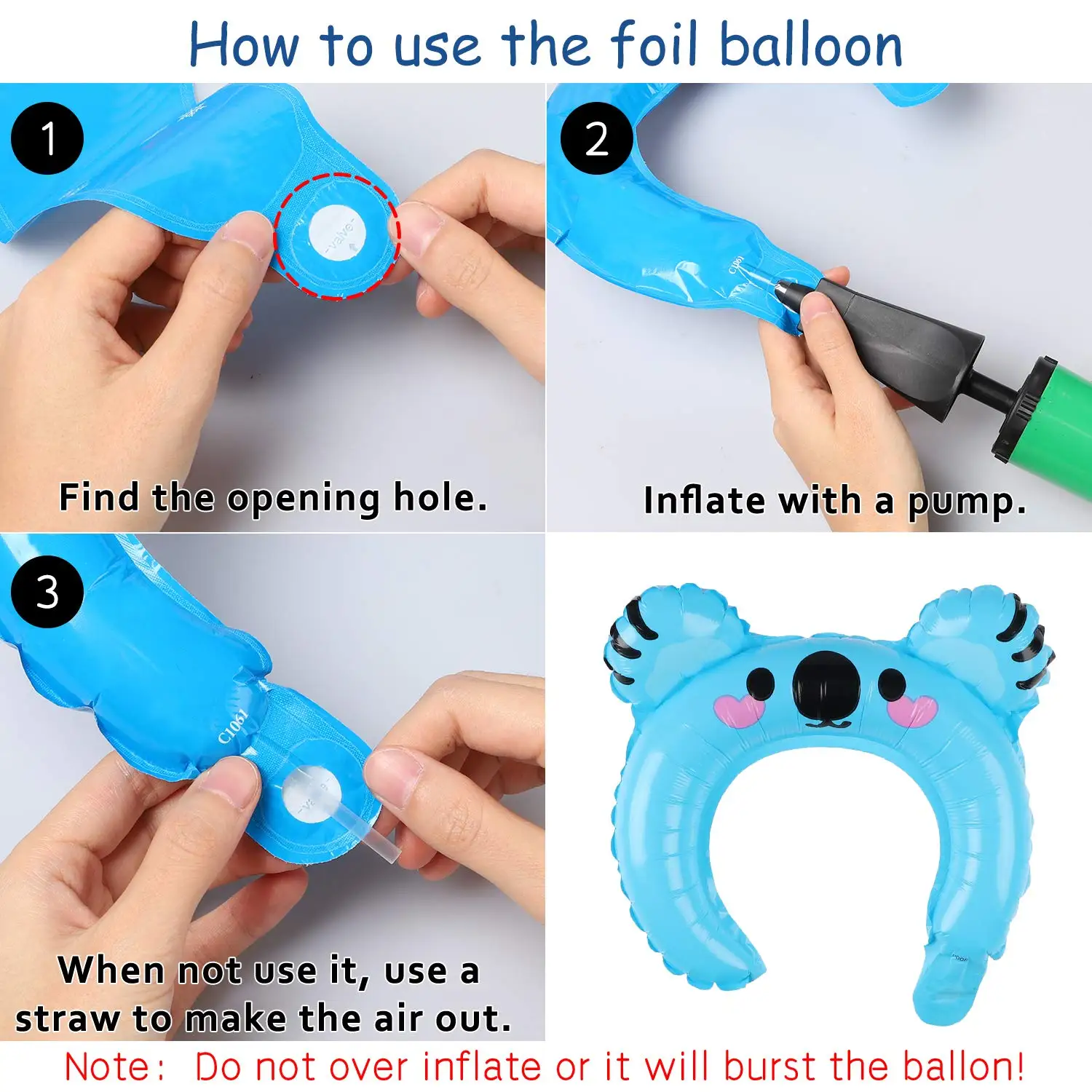 Zoo Animal Inflatable Headbands Wildlife Balloon Hair Hoop Include ...