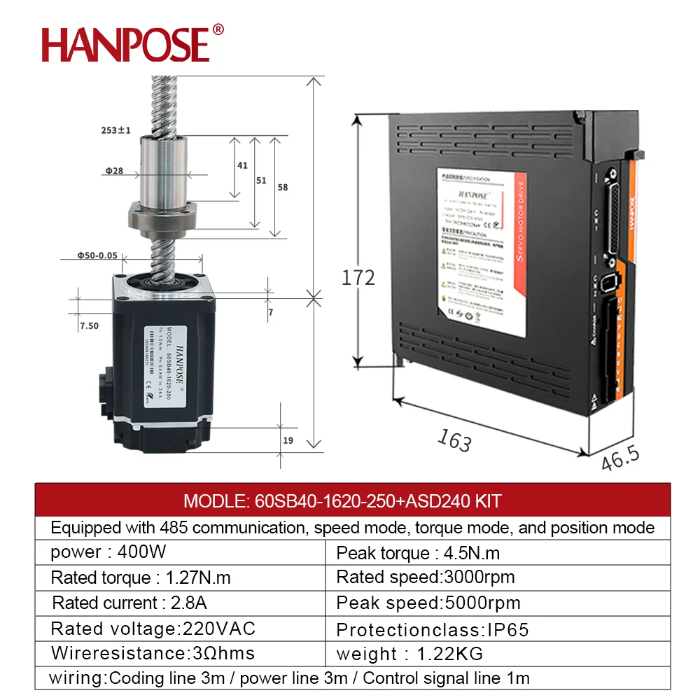 Ball Screw Servo Motor - 400W AC Servo for CNC Printers