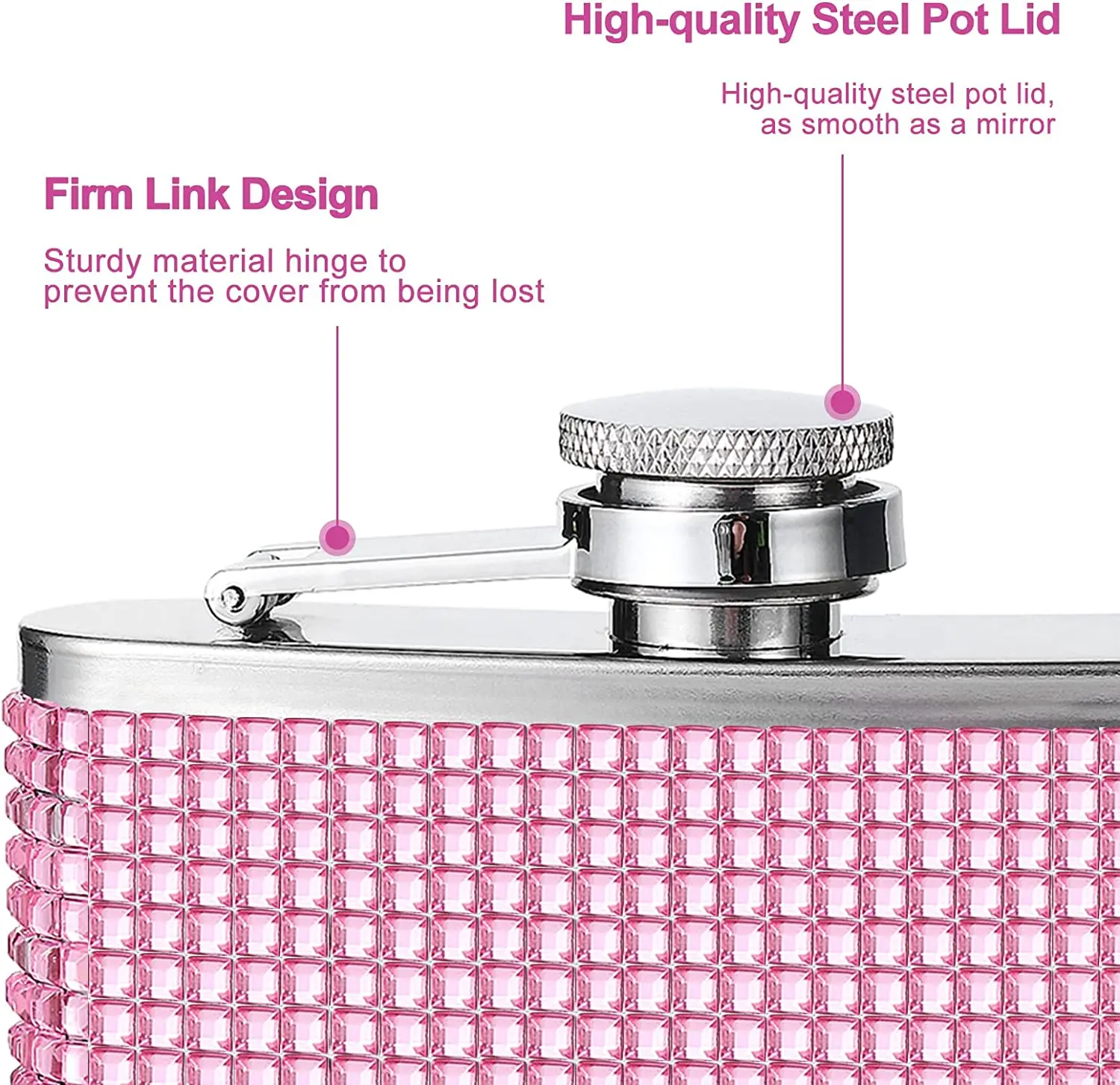 Women's Sparkling Rhinestone Hip Flask - Leak Proof Wine Bottle