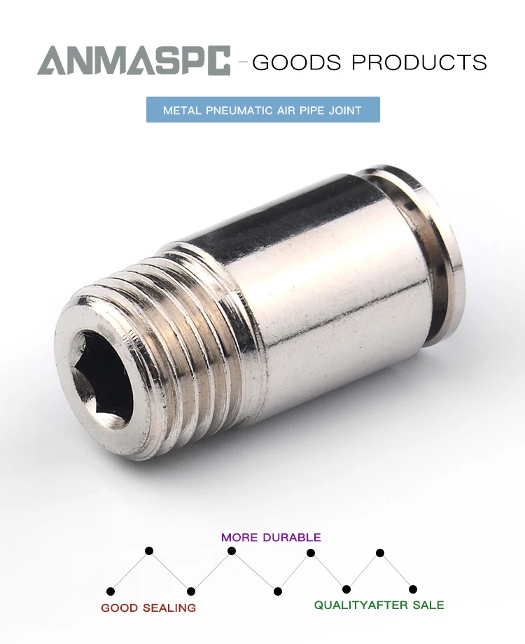 Poc黄铜直连接器1/4 1/8 Npt外螺纹pu软管黄铜气动配件 - Buy 软管接头,推入式空气管接头,铜接头 Product on ...