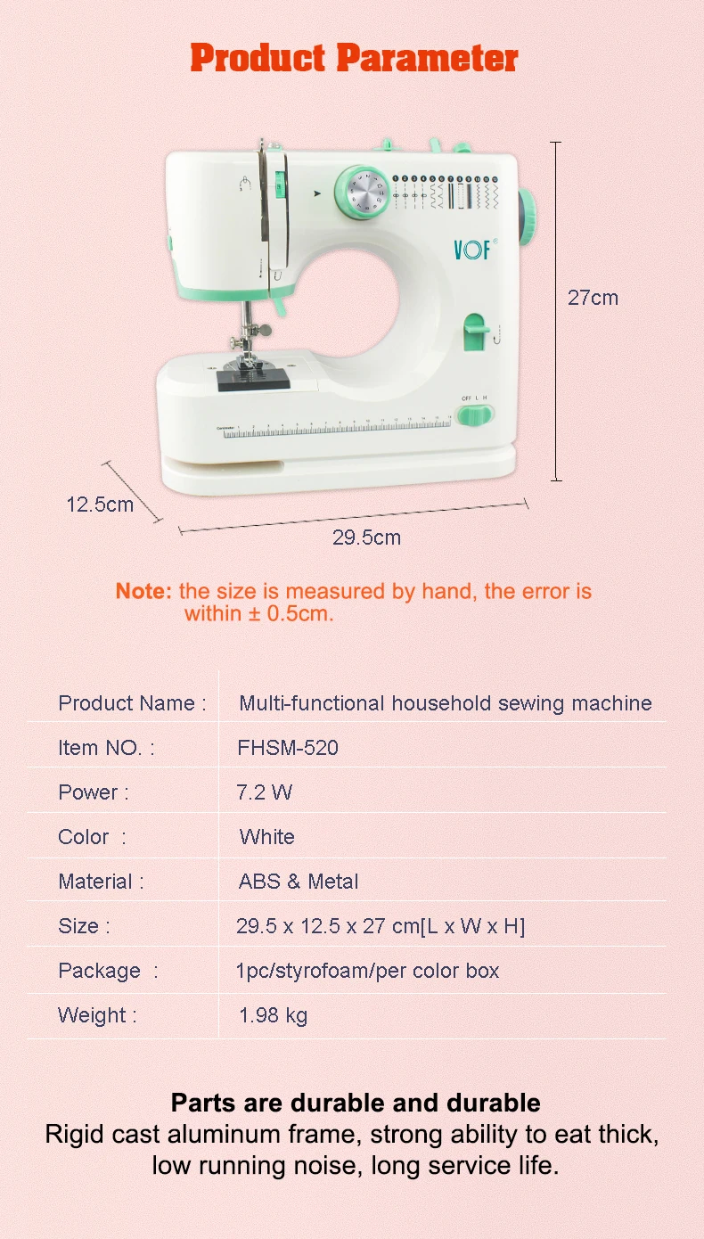 Mini Electric Sewing Machine - 12 Stitches & Walking Foot