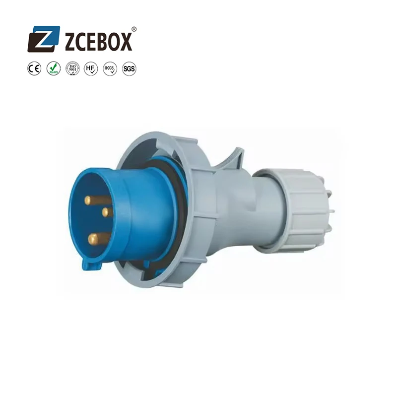 ZCEBOX Panel mounting socket outlet angled 3 phase industrial plugs and ...