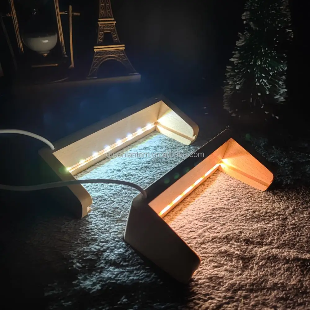 Led Wooden Base Display Stand U-shaped Photo Frame Acrylic Art Light ...