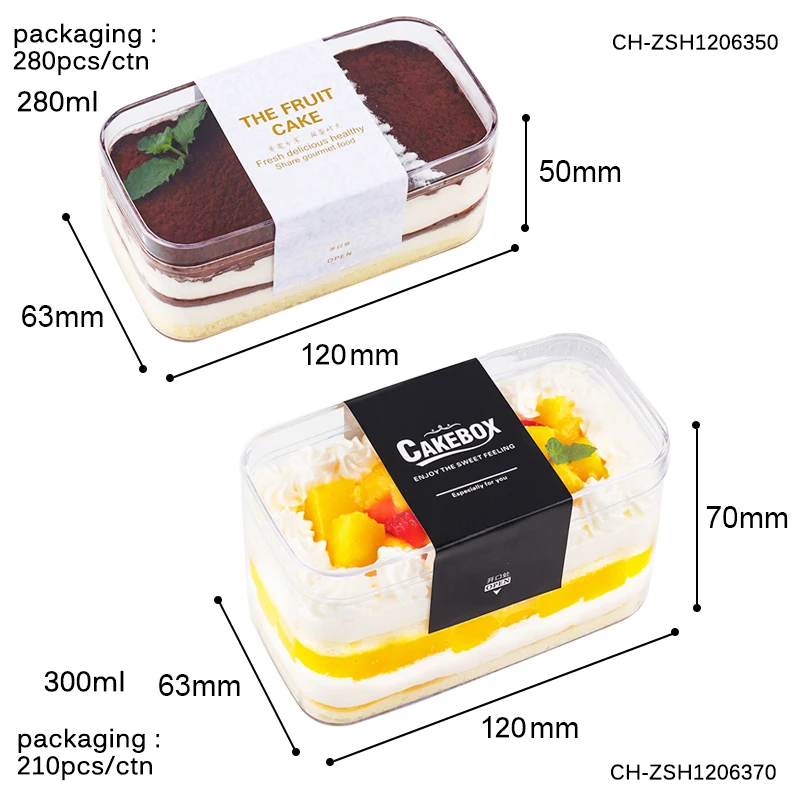 Wholesale Clear Plastic Tiramisu Mousse Cake Cups - Rectangular Dessert ...