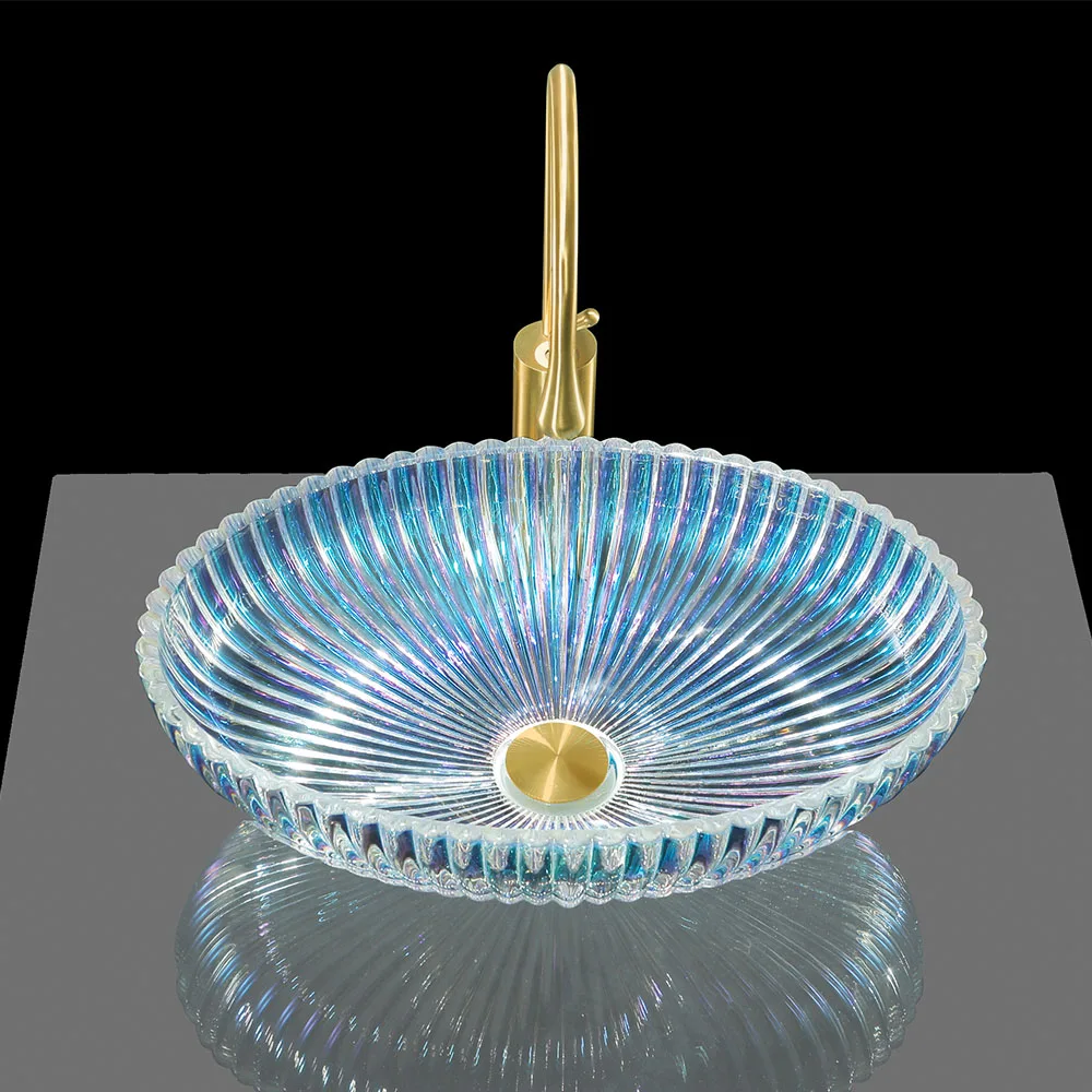 Electroplated Colorful Crystal Transparent Wash Basin Simple Basin ...