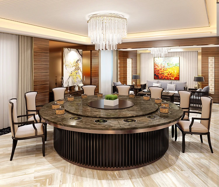 Deluxe Big Size Round Automatic Rotary Hot Pot Dining Table