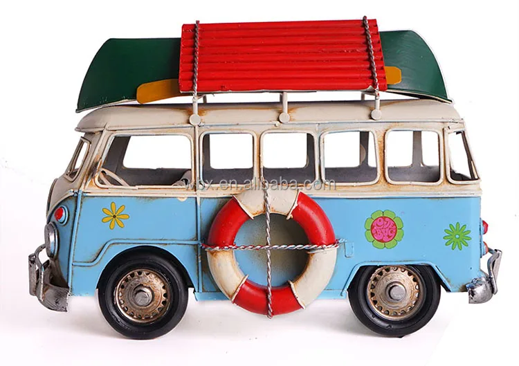 Iron Bus Figurines - Vintage Metal Miniatures for Home