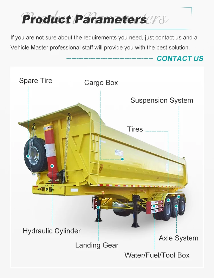 Grain Tipper Truck Heavy Duty 35ton 40 Tons Steel Dump Semi Trailer For ...