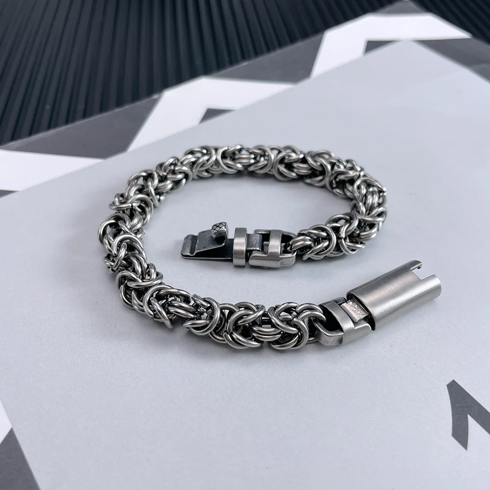 Punk Bracelet Jewelry Stainless Steel Box Bali Byzantine Chain Hand Bracelets With Box Clasp For Man