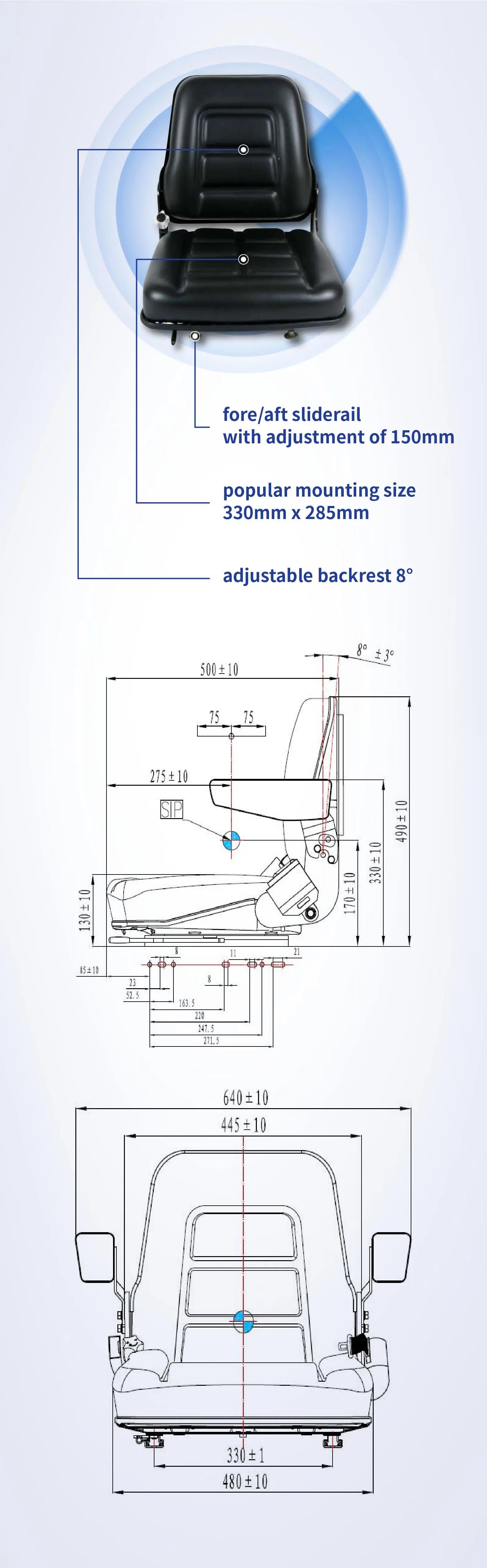 Universal Construction Equipment Machinery Seat