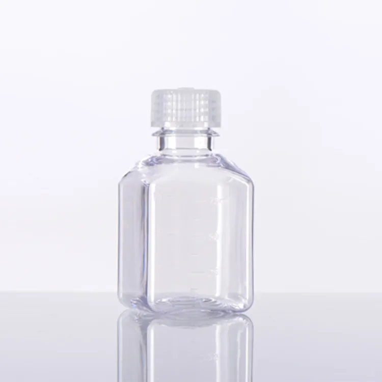 Clear Square Sterile Plastic Sample Bottles for Lab Use