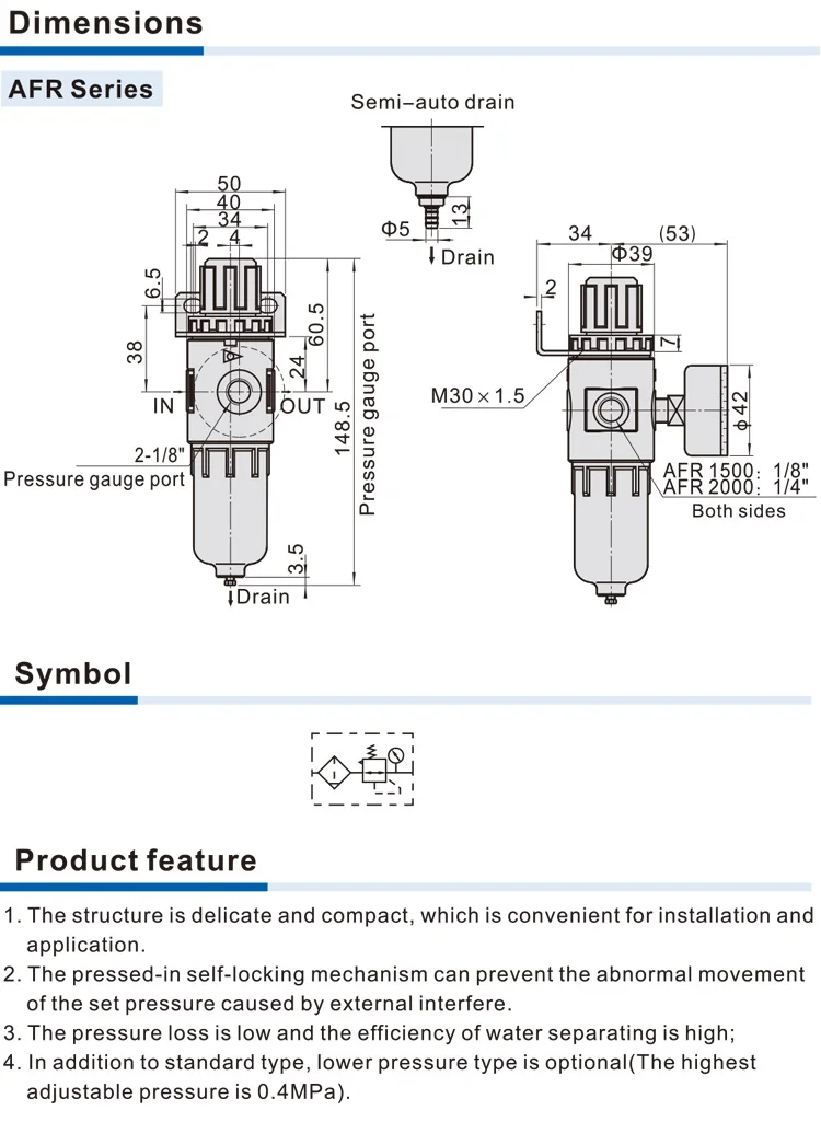 AIRTAC AFR2000 Series - Efficient Pressure Regulating Filters