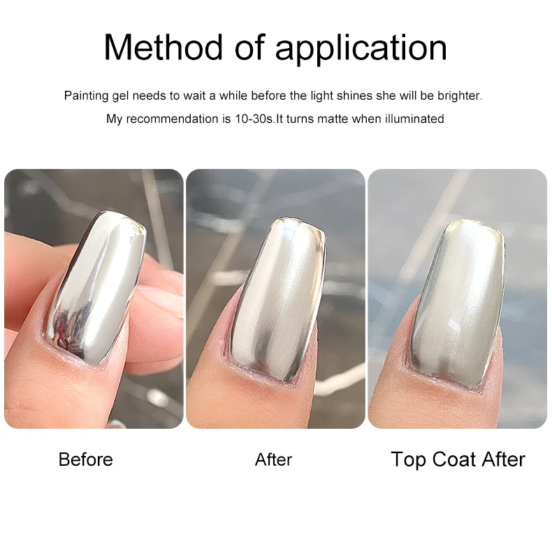 As Metal Chrome Effect Platinum Gel Liner Nail Art 8ml Soak Off Uv Led ...