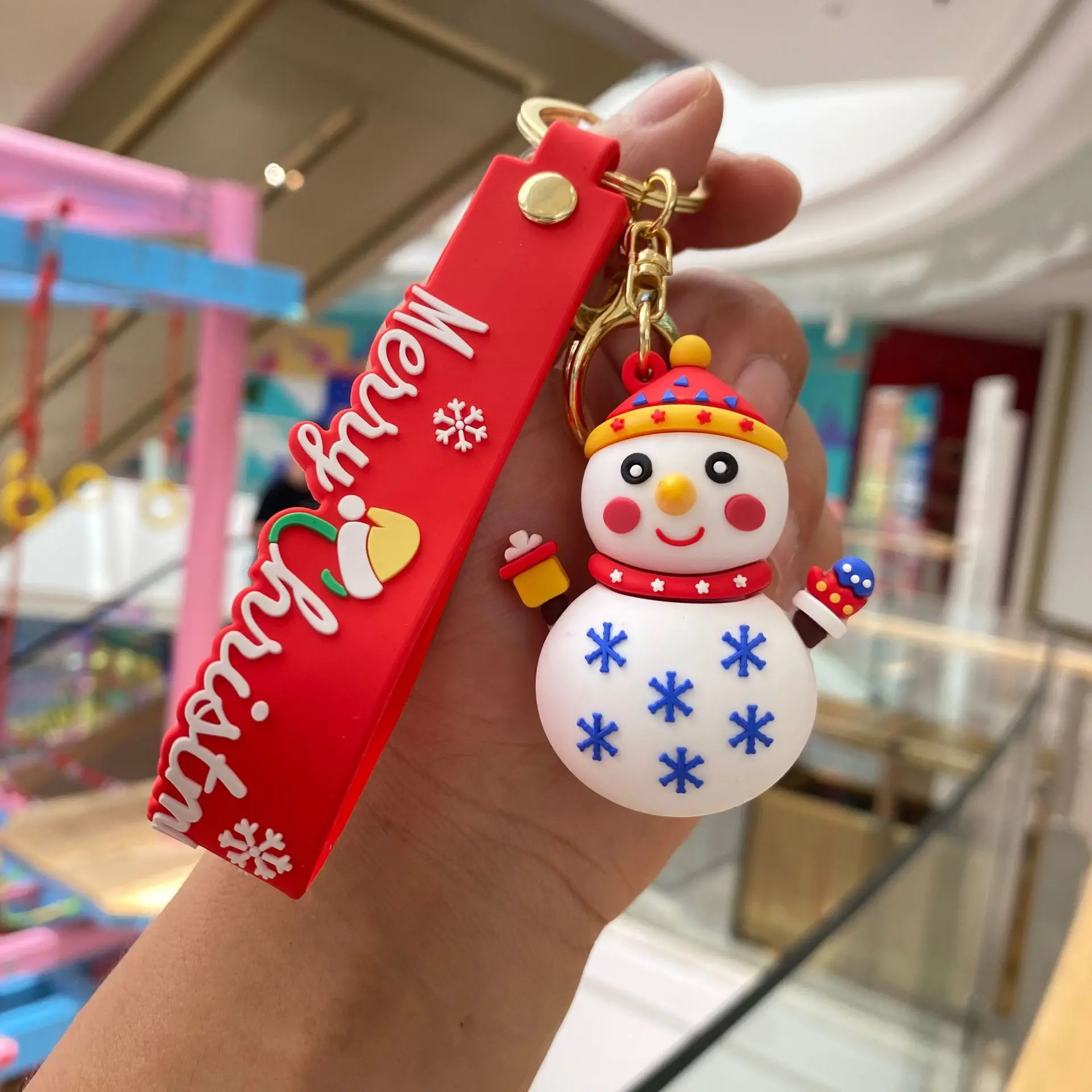 Merry Christmas Festival Keychains Cartoon Snowman Christmas Tree Gifts ...