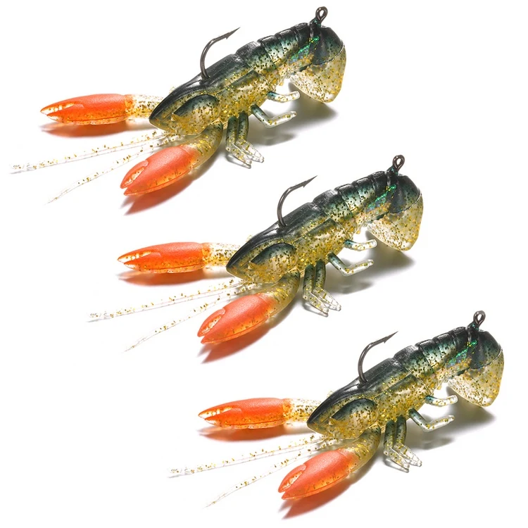Lixada 8cm / 14g Soft Crawfish Shrimp Lobster Claw Bait Artificial Lure ...