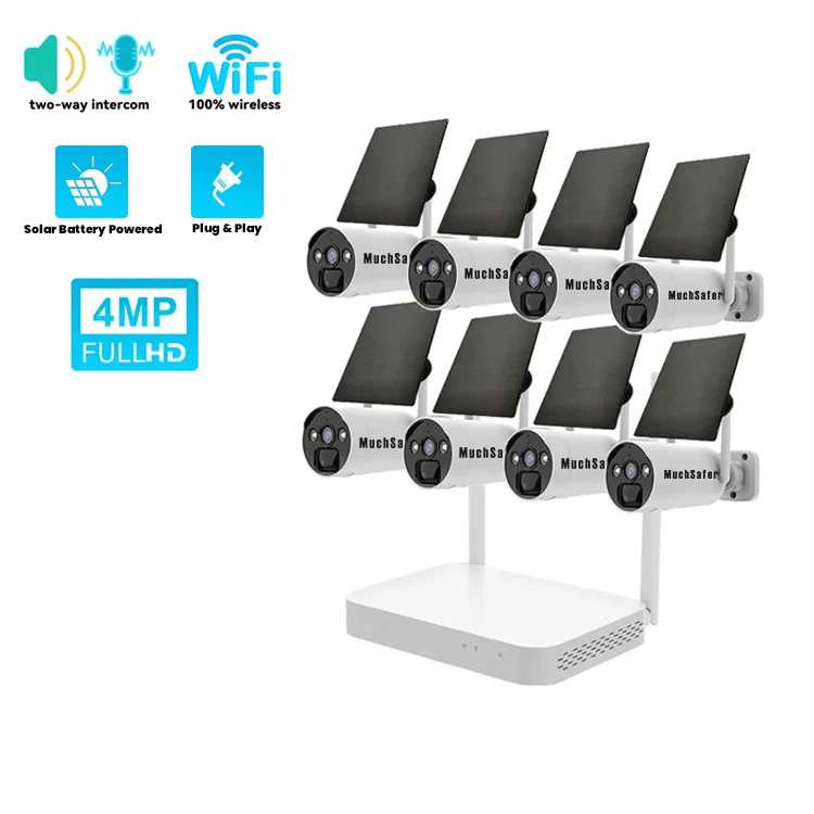 4MP Solar Power Security CCTV Camera System Outdoor Wireless