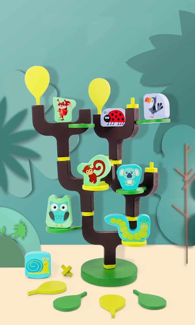 Wholesale Wooden Balancing Toy Montessori Tree Stacker Wooden Blocks ...