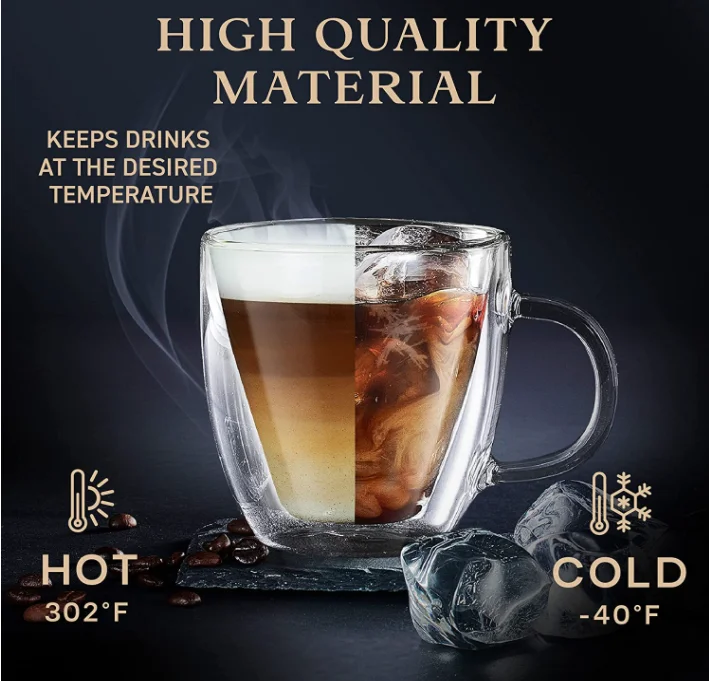 8 Oz Glass Coffee Mugs - Durable, Sustainable, and Stylish