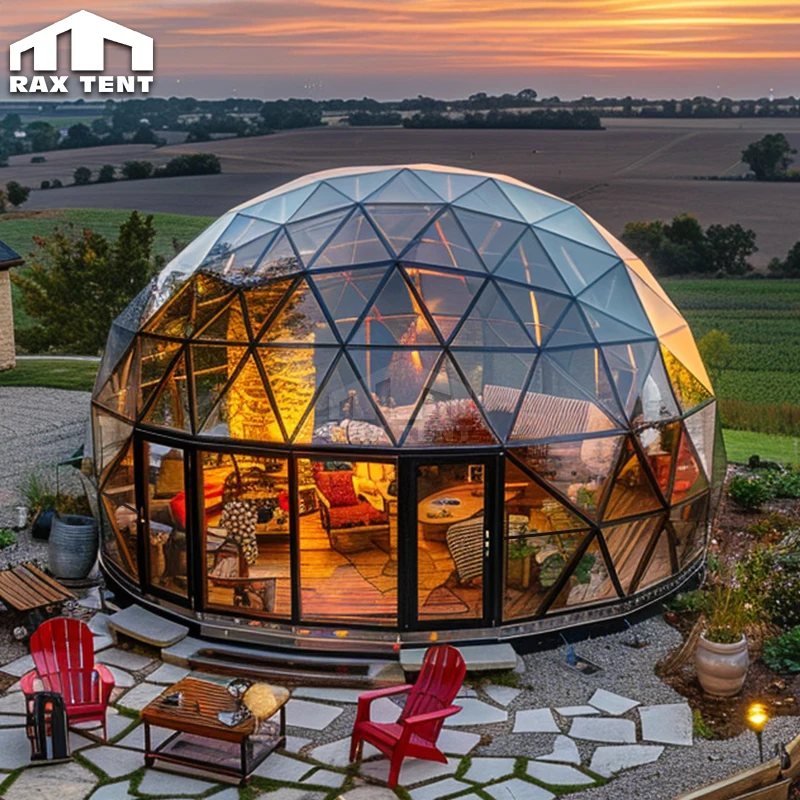 Customized Geodesic Glass Dome House with Bathroom for Glamping House ...