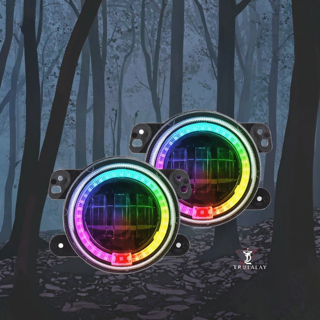 For OVOVS 30W RGB Halo Ring Fog Lamp with for Bluetooth Control 4 Inch ...