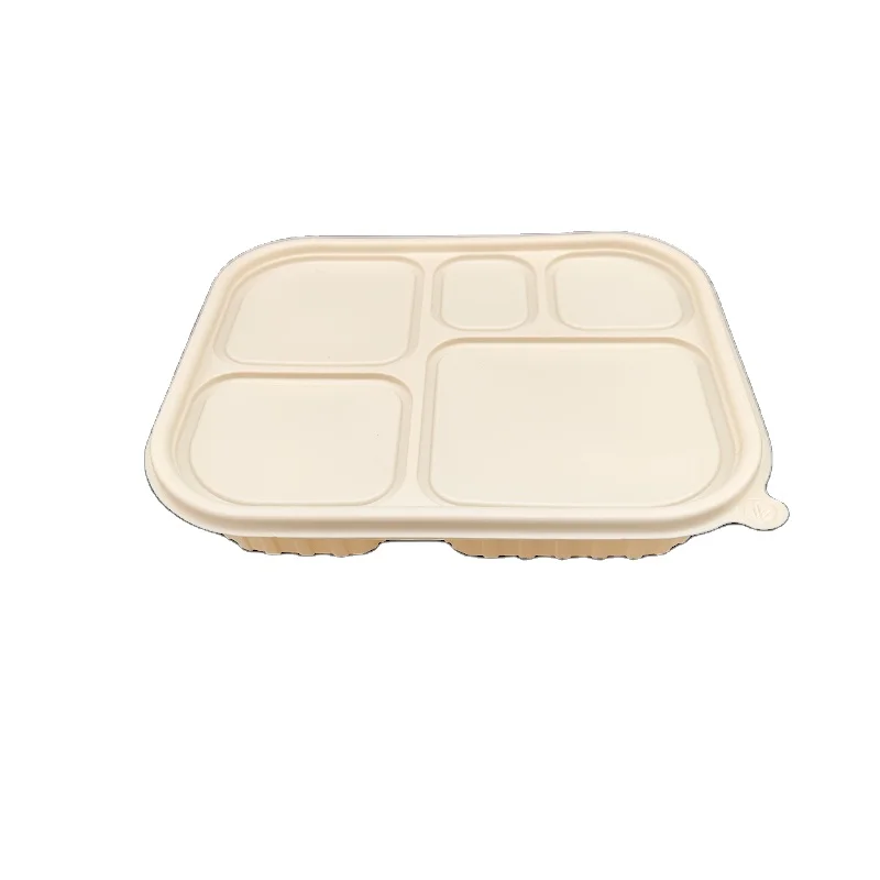 5 Compartment Eco-friendly Biodegradable Disposable Cornstarch Bento ...