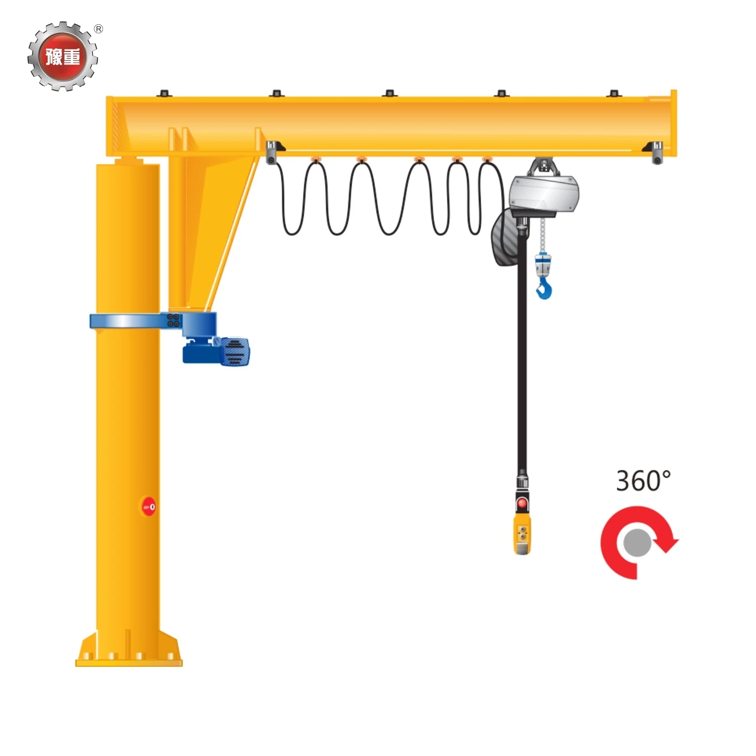 10 ton Electric Hoist Jib Crane Swinging Loading Arms 360 Degree Crane ...