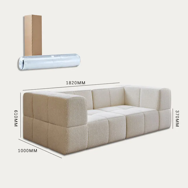 Compression Velvet Fabric Sofa Modern Straight Row Square Sofa Pliable ...