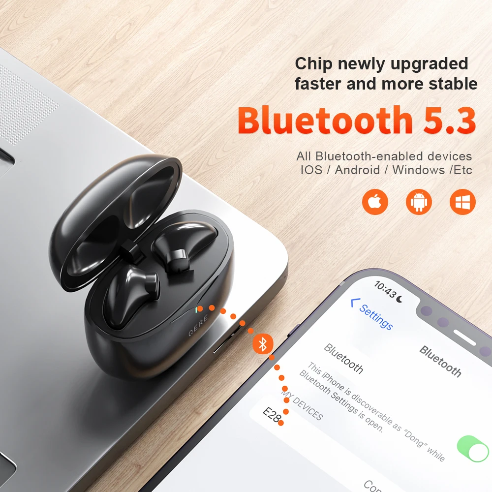 Qere E28 Wireless True Stereo Waterproof Blue In Ear Tws Headset Tooth ...