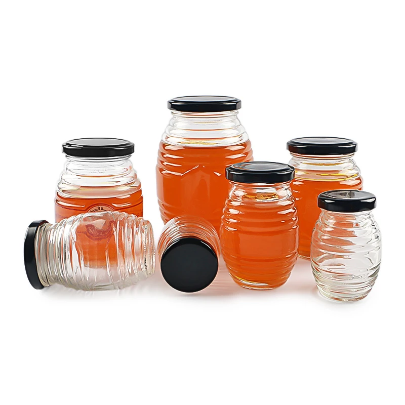 Custom Honeycomb Shape Clear Glass Honey Jars with Lids