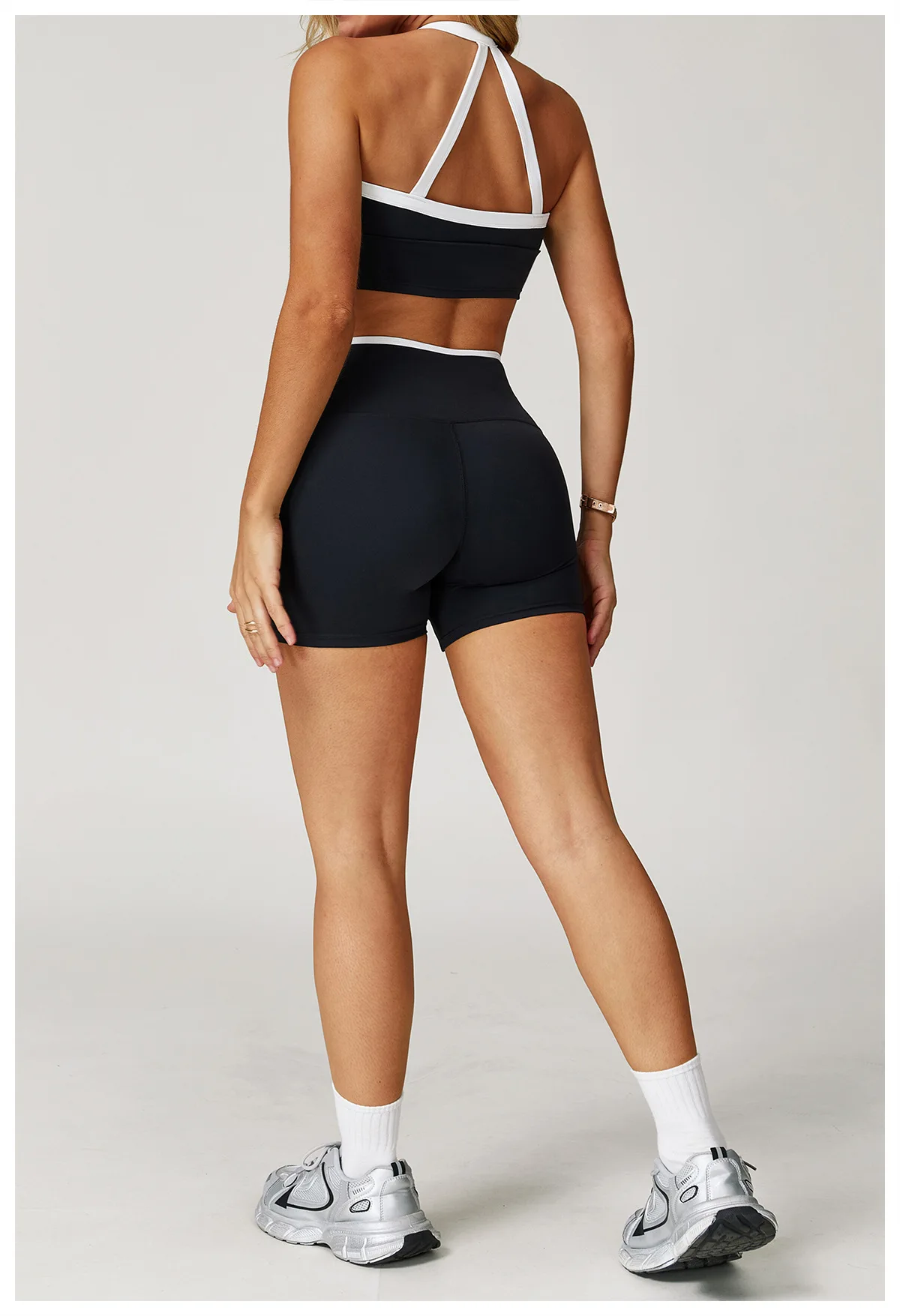 New 3" High Waist Exercise Gym Running Yoga Shorts Color Block Workout ...