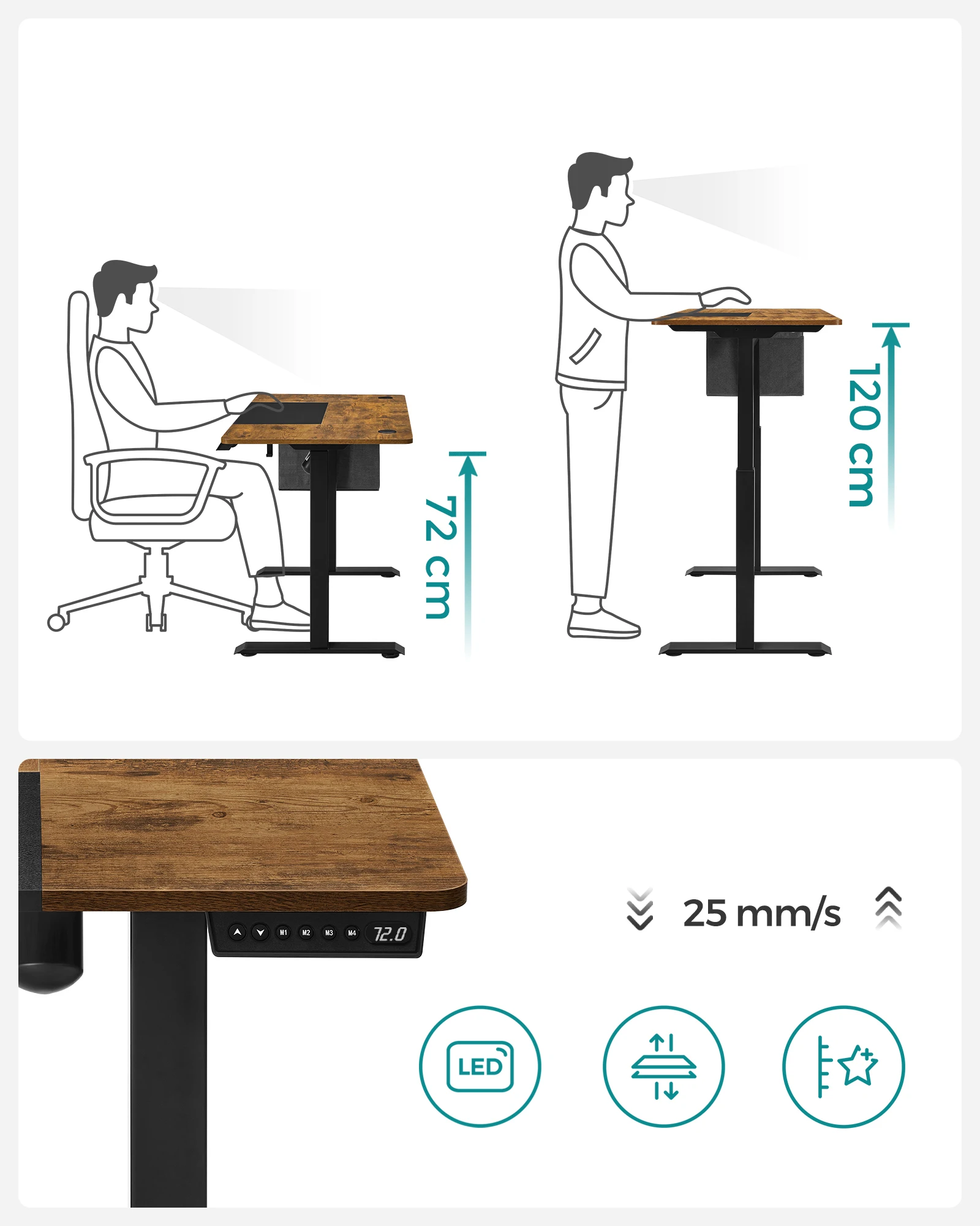 SONGMICS Height Adjustable Office Table - Ergonomic & Stylish