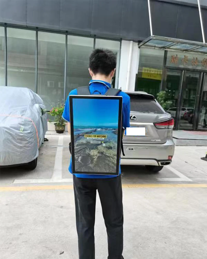 27 Inch Walking Backpack Billboards - Advertise Android LCD